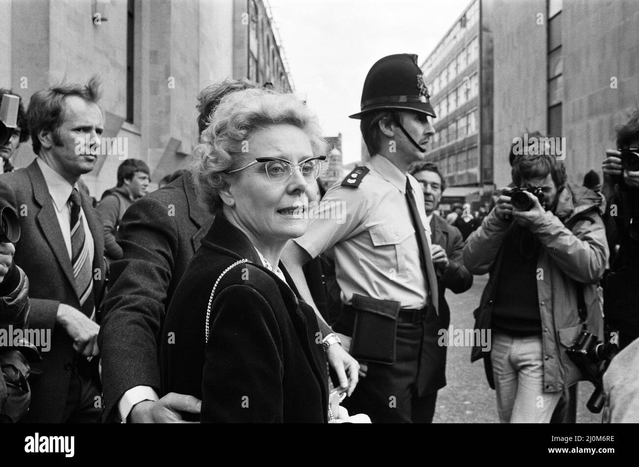 Scenes outside the Old Bailey during the trial of Peter Sutcliffe, the ...