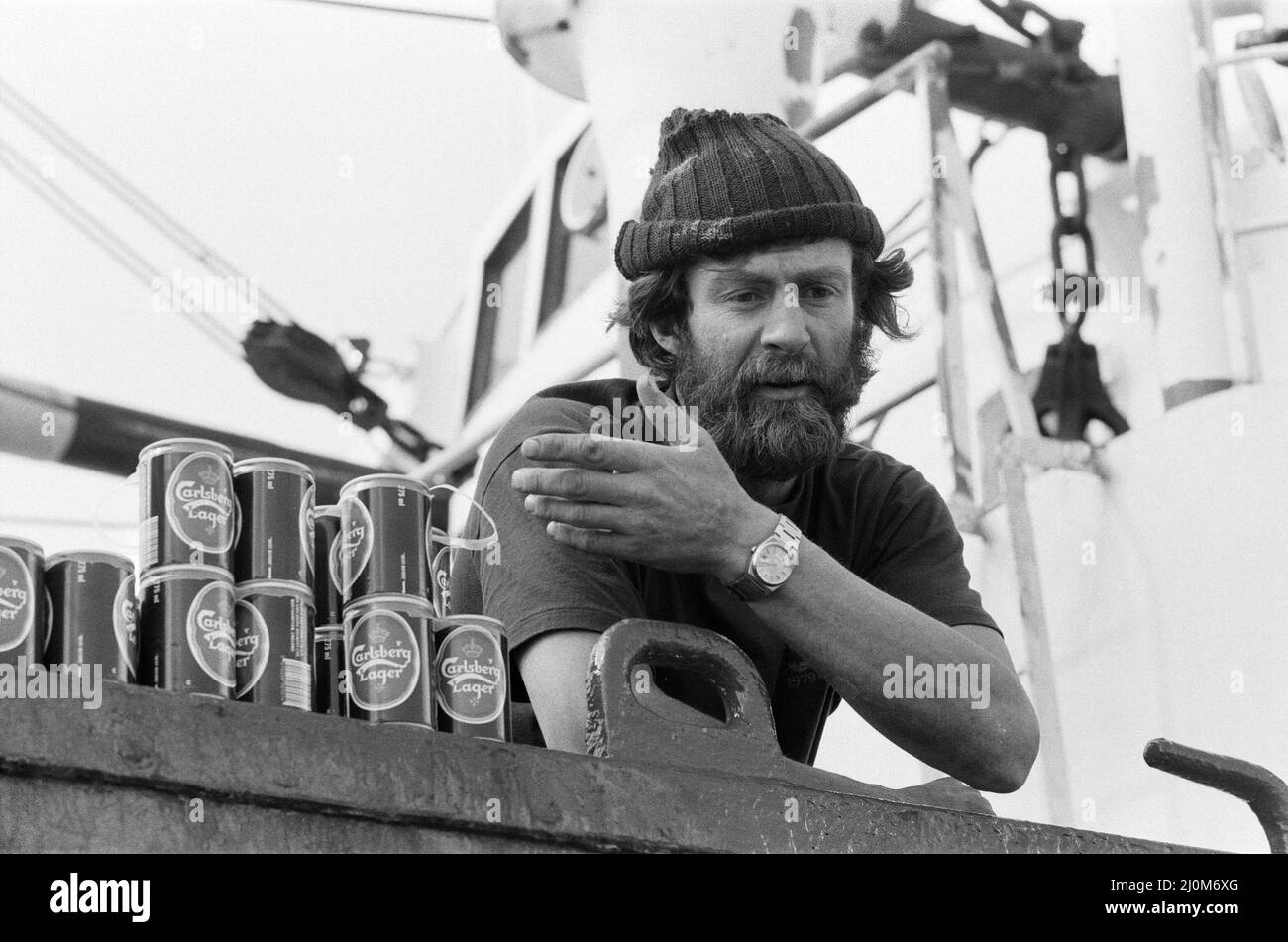 The Transglobe Expedition returns home. Sir Ranulph Fiennes aboard the ...