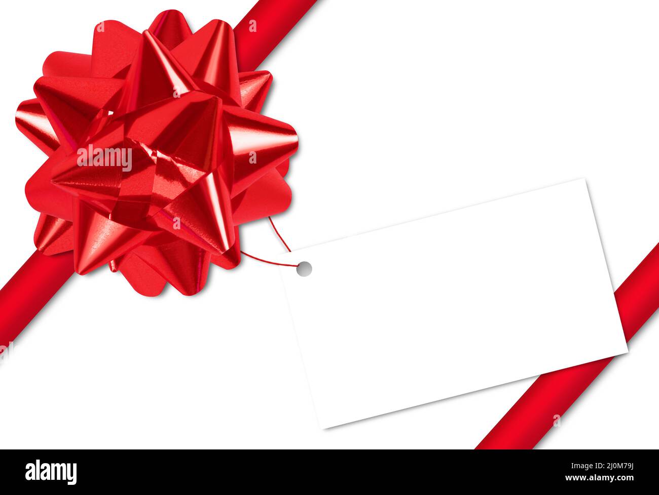 Gift card note with ribbon on isolated background Stock Photo - Alamy