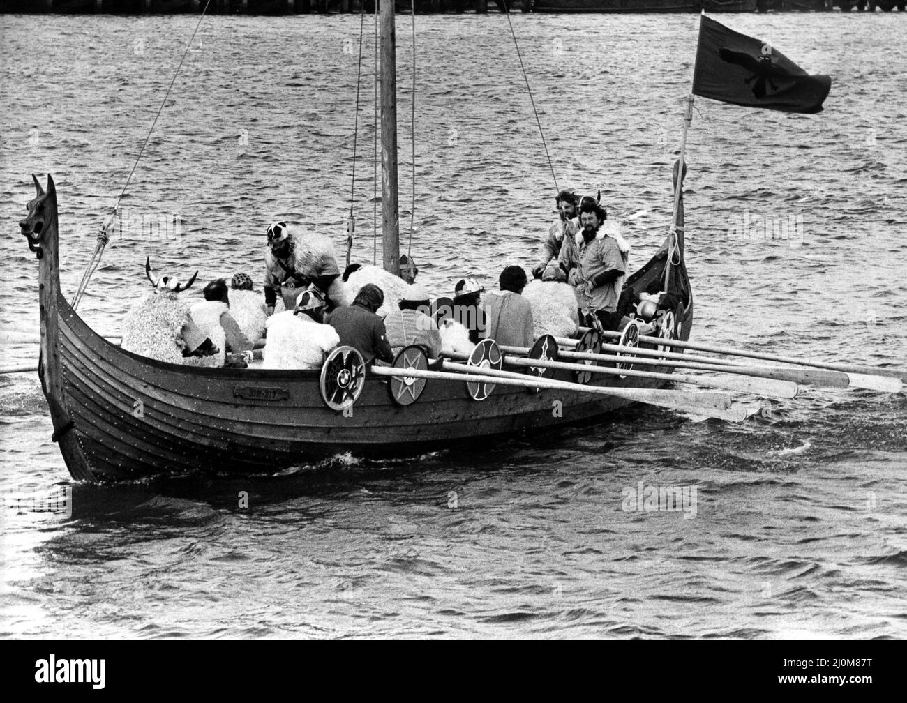 Viking long boat with shields Black and White Stock Photos & Images - Alamy