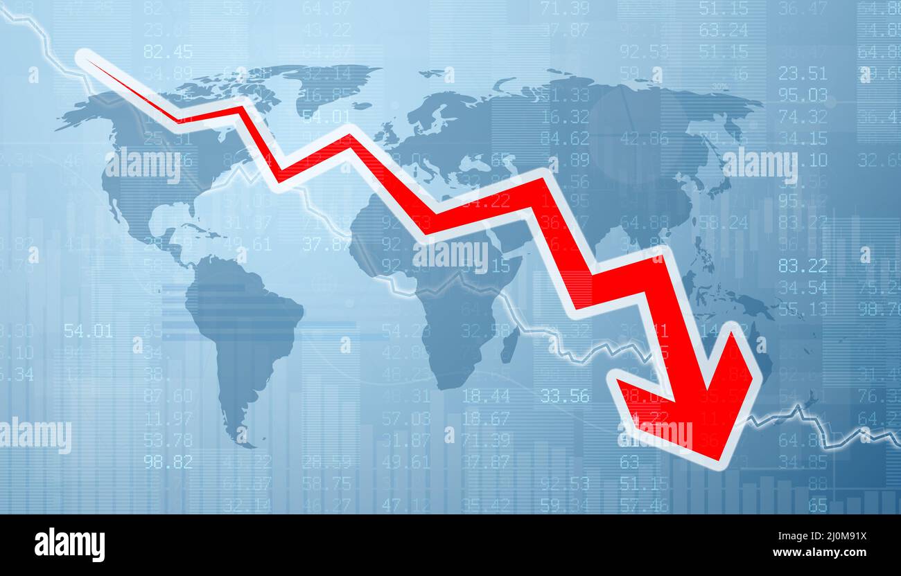 Econimical crisis concept. Spread in the world, economy is down. 3d ...