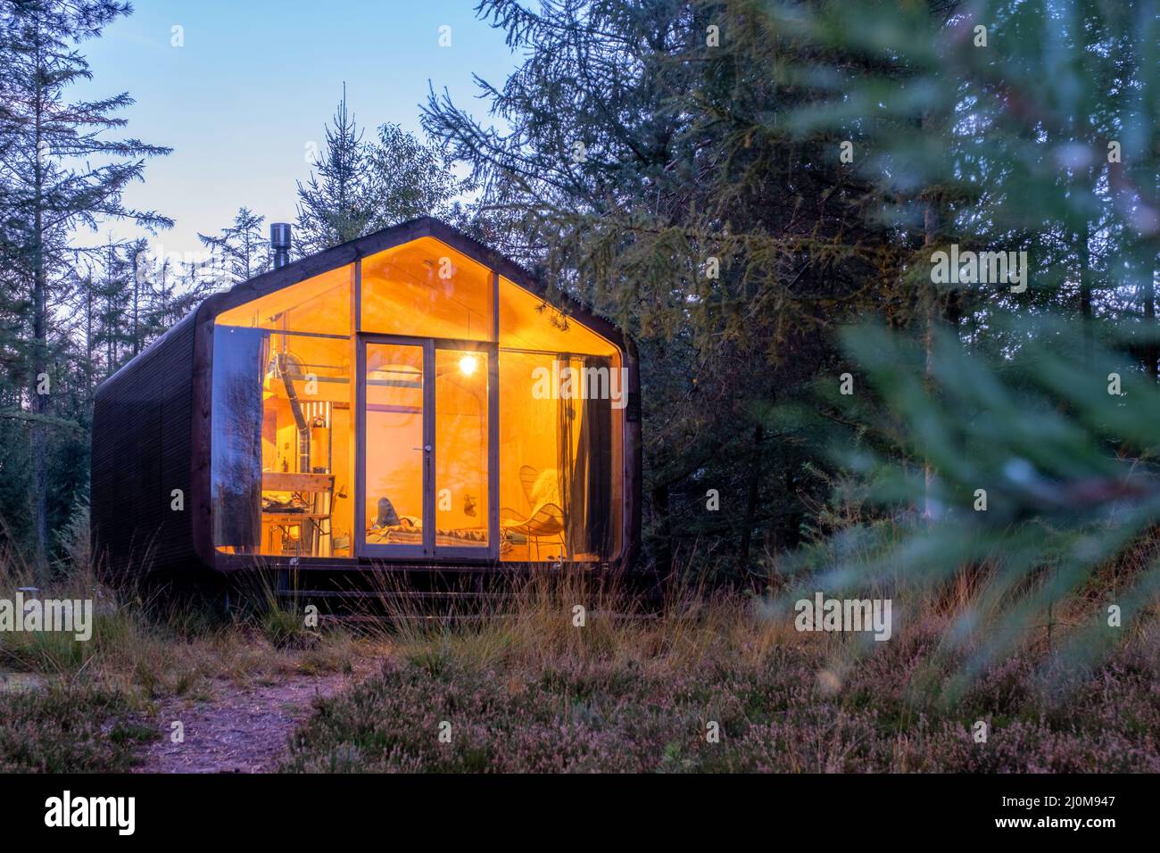 Wooden hut in autumn forest in the Netherlands, cabin off grid ,wooden ...