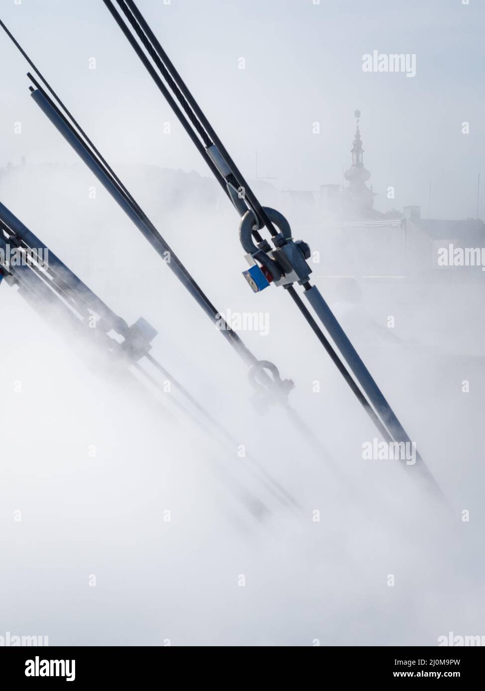 Mist on stage with cable and construction items on freeair Stock Photo ...