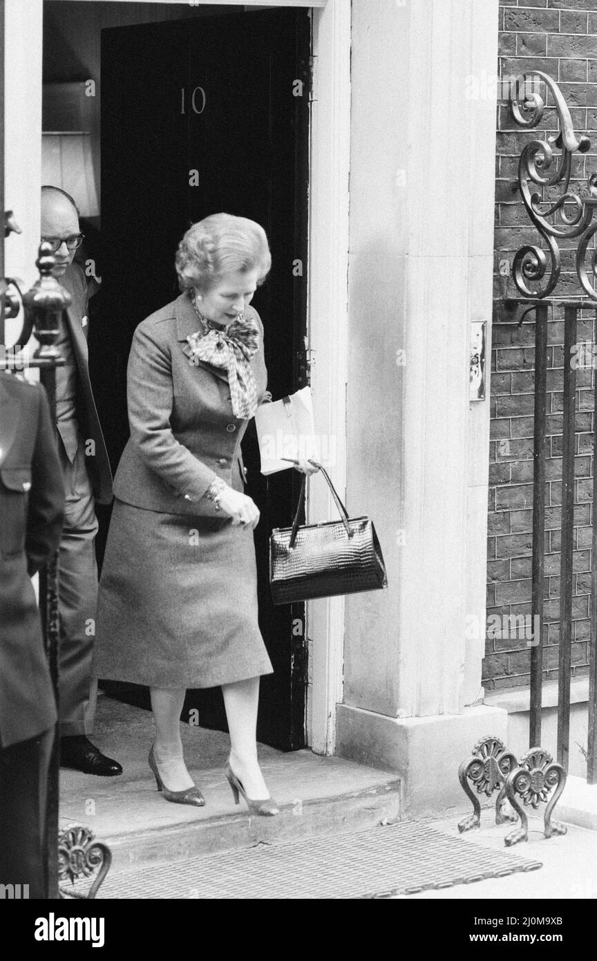 Margaret Thatcher PM pictured outside Downing Street, London, Wednesday ...