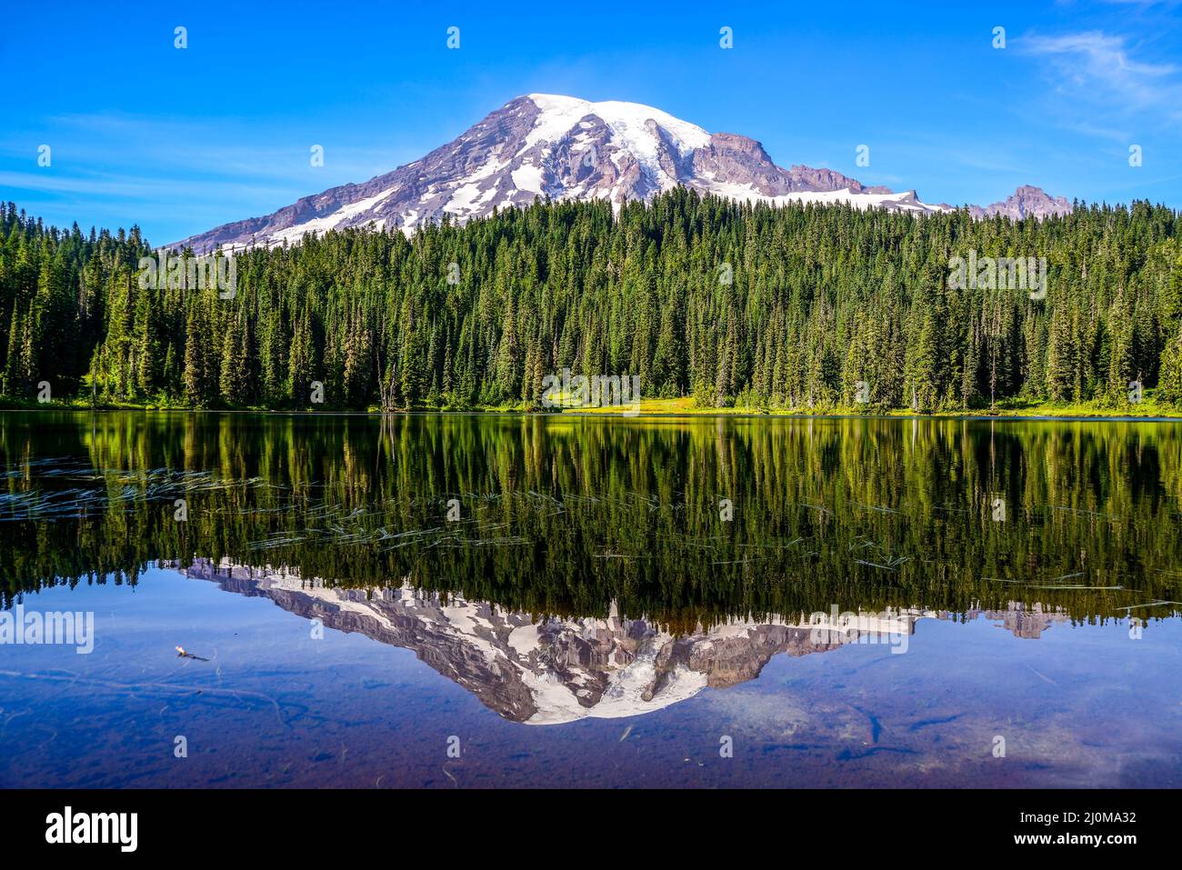 Mount Rainier with Reflection Lake, Washington-USA Stock Photo - Alamy