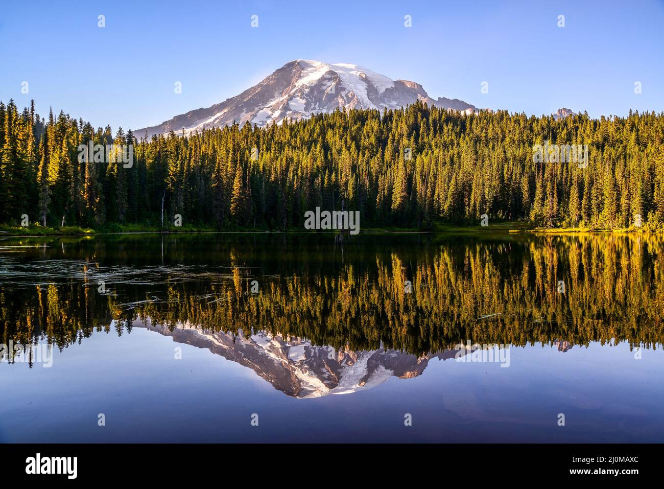 Mount Rainier with Reflection Lake, Washington-USA Stock Photo - Alamy