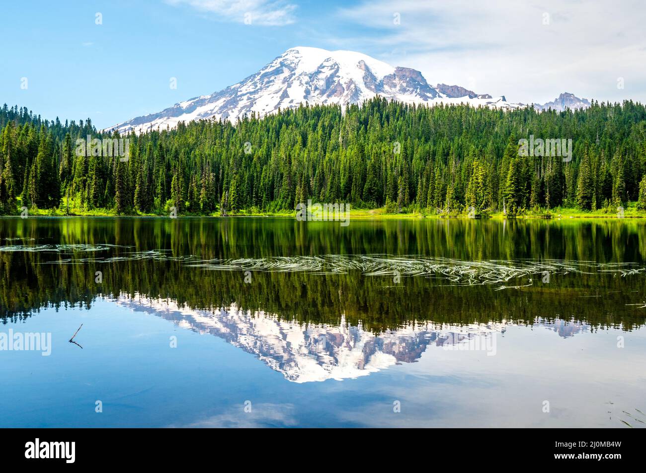 Mount Rainier with Reflection Lake, Washington-USA Stock Photo - Alamy