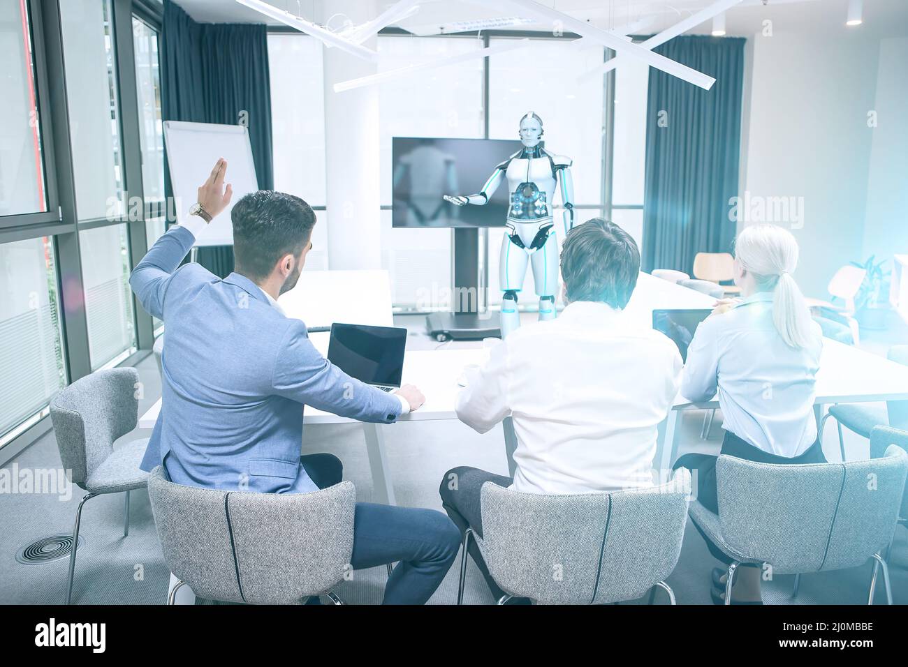 Business meeting with a humanoid robot Stock Photo - Alamy