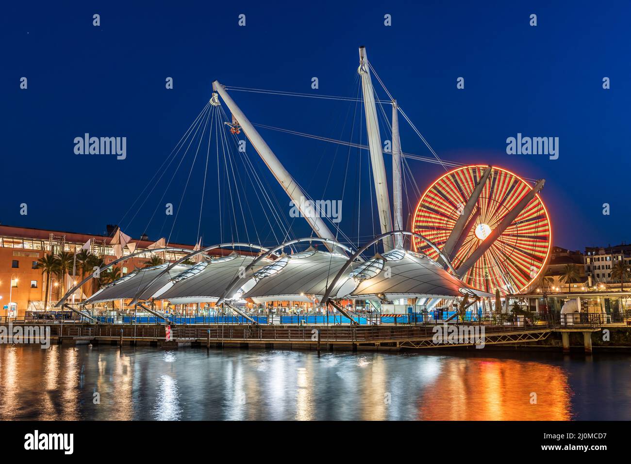 Night view of the Old Harbour of Genoa Stock Photo - Alamy