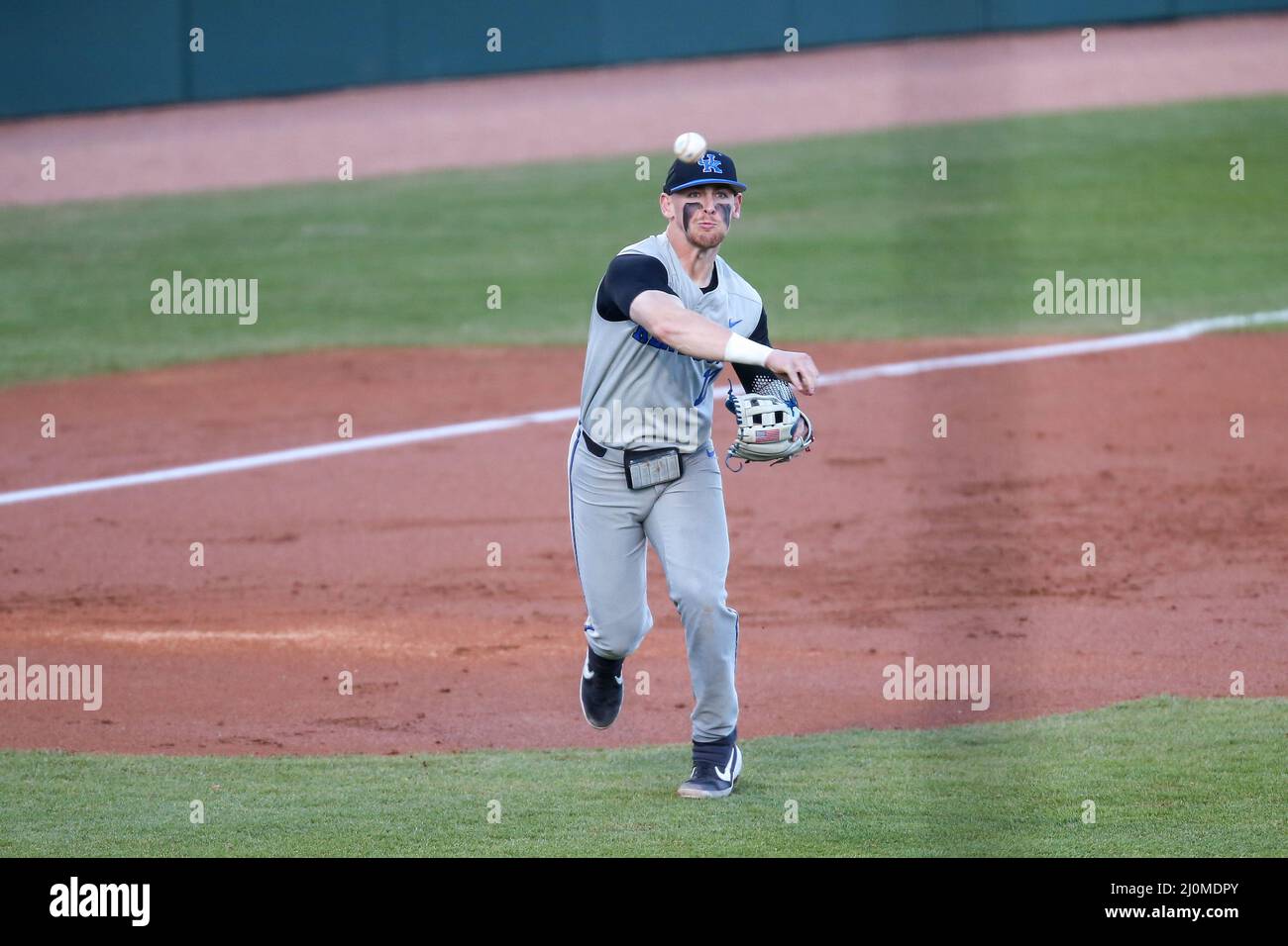 March 19, 2022: Kentucky third baseman Chase Estep #12 makes a throw ...