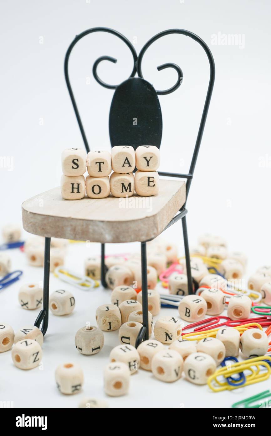 Stay home of the tree of (STAY HOME) block Stock Photo - Alamy