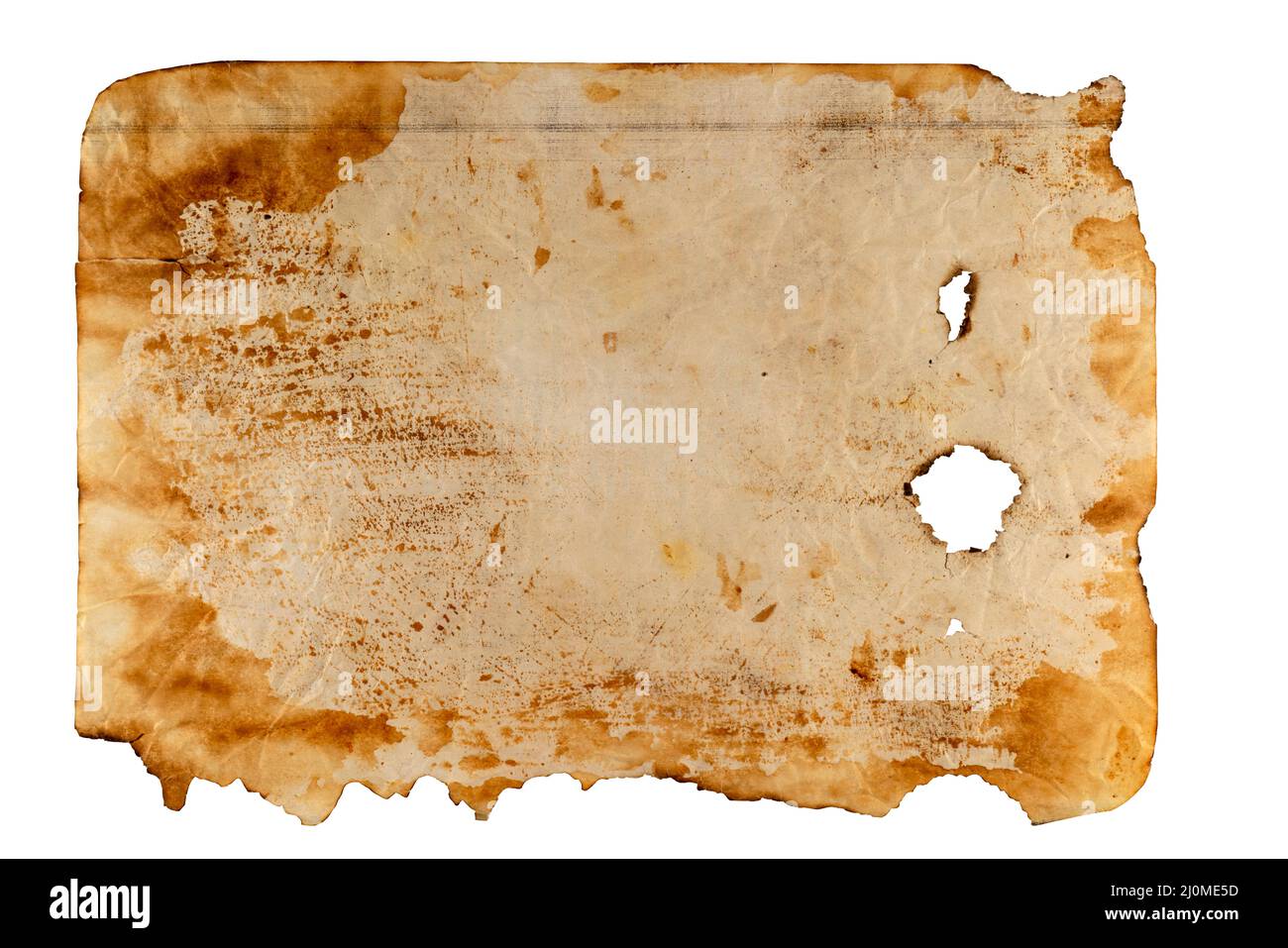 Burned old sheet of paper on a transparent background. Texture of old ...