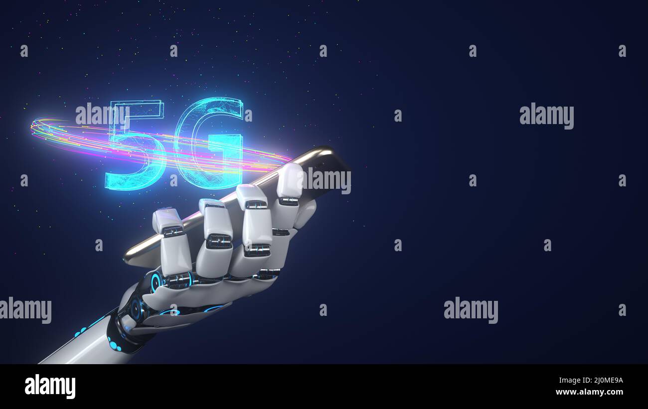 Humanoid Robot Hand Smartphone 5G Stock Photo - Alamy