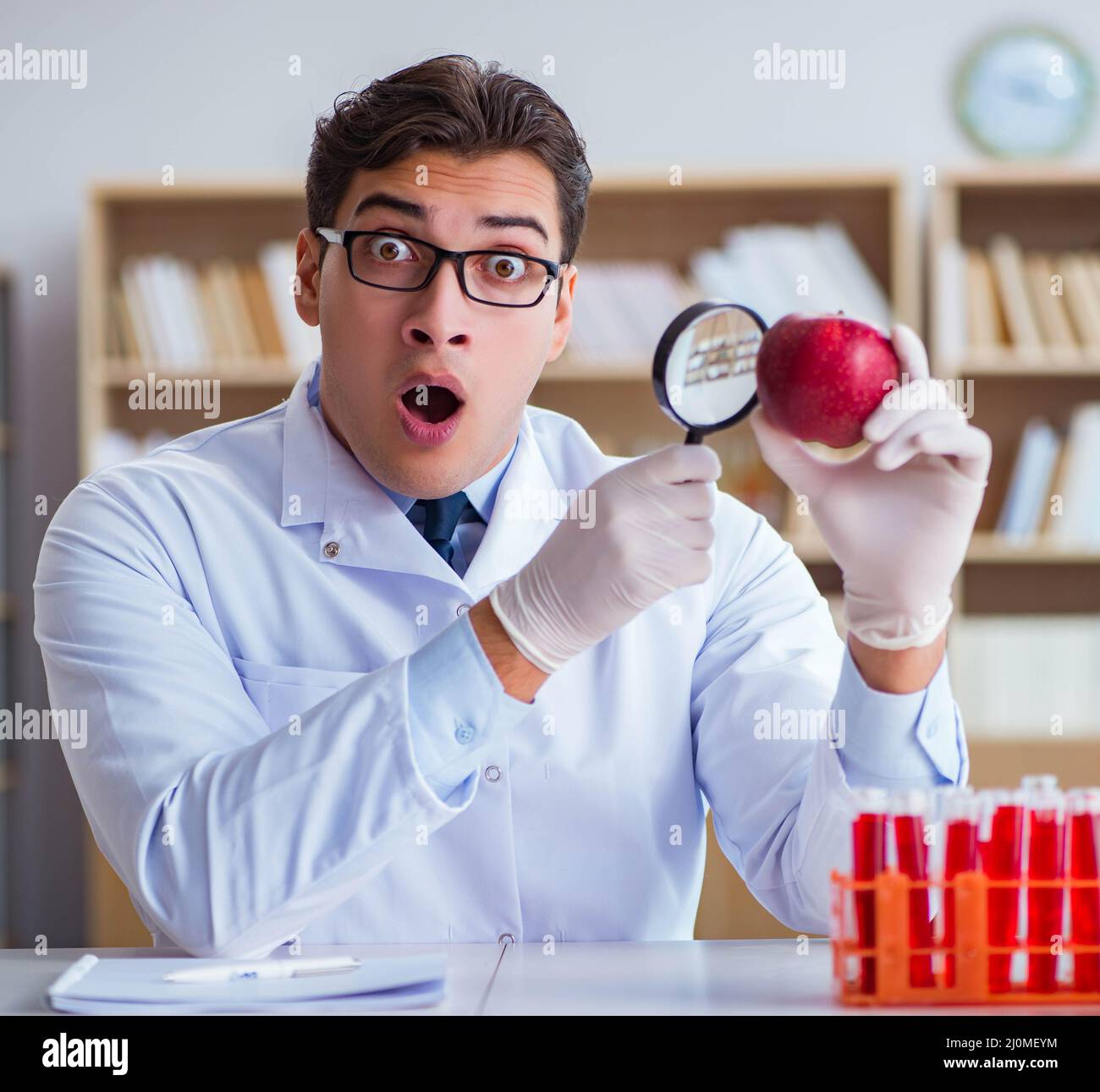 Scientist working on organic fruits and vegetables Stock Photo - Alamy