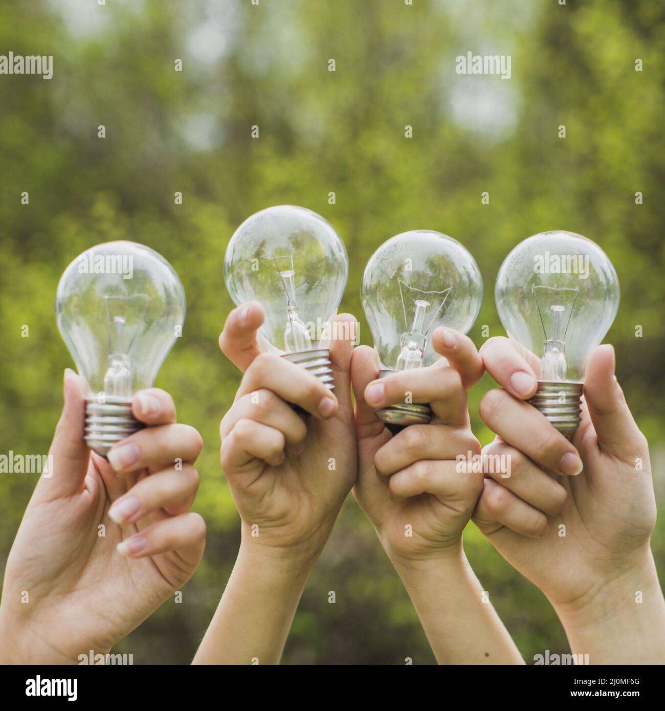 Hands holding light bulbs Stock Photo - Alamy