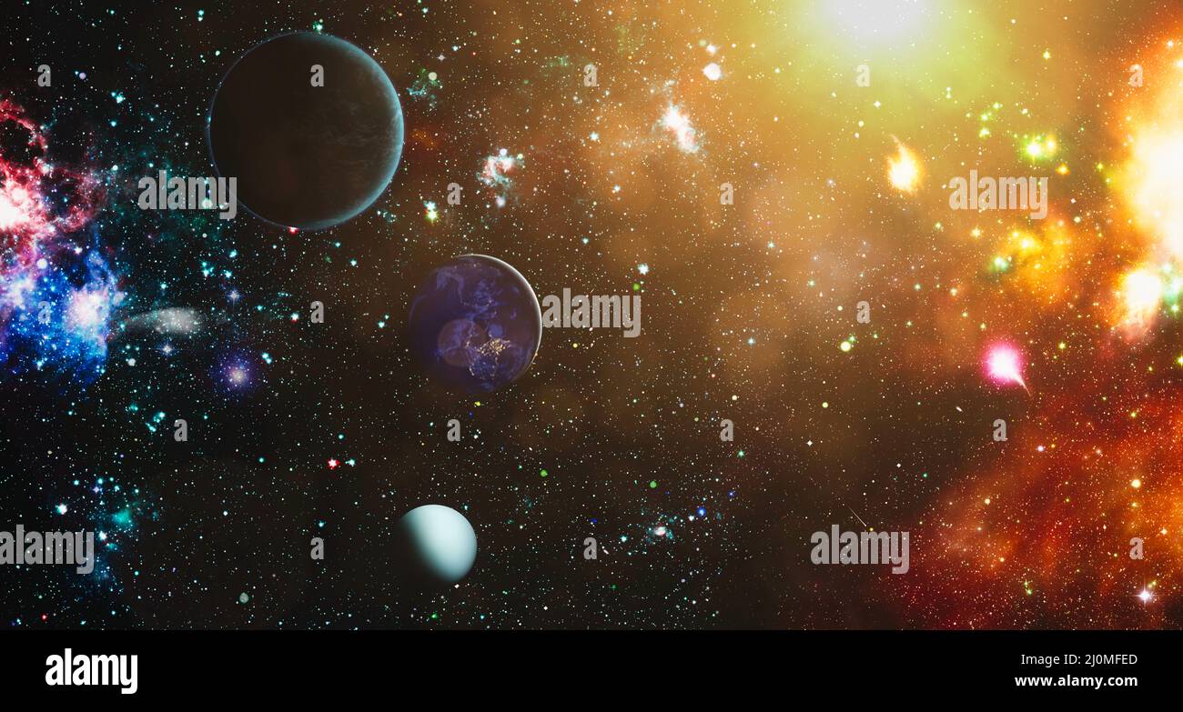 Spiral galaxy in deep space. Stars of a planet and galaxy in a free ...