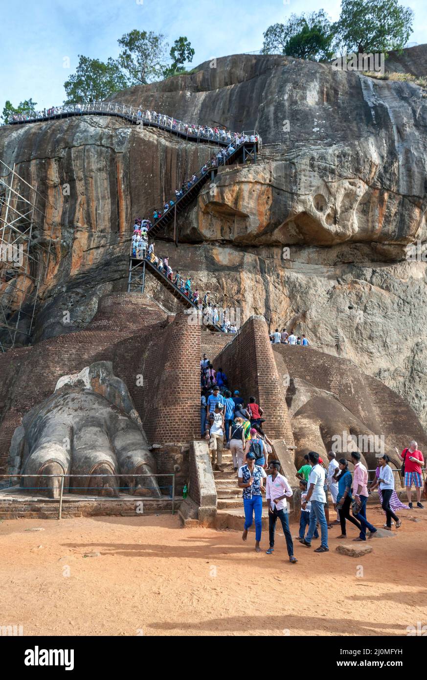Tourists stand adjacent to the Lions Paws on the Lion Platform at ...