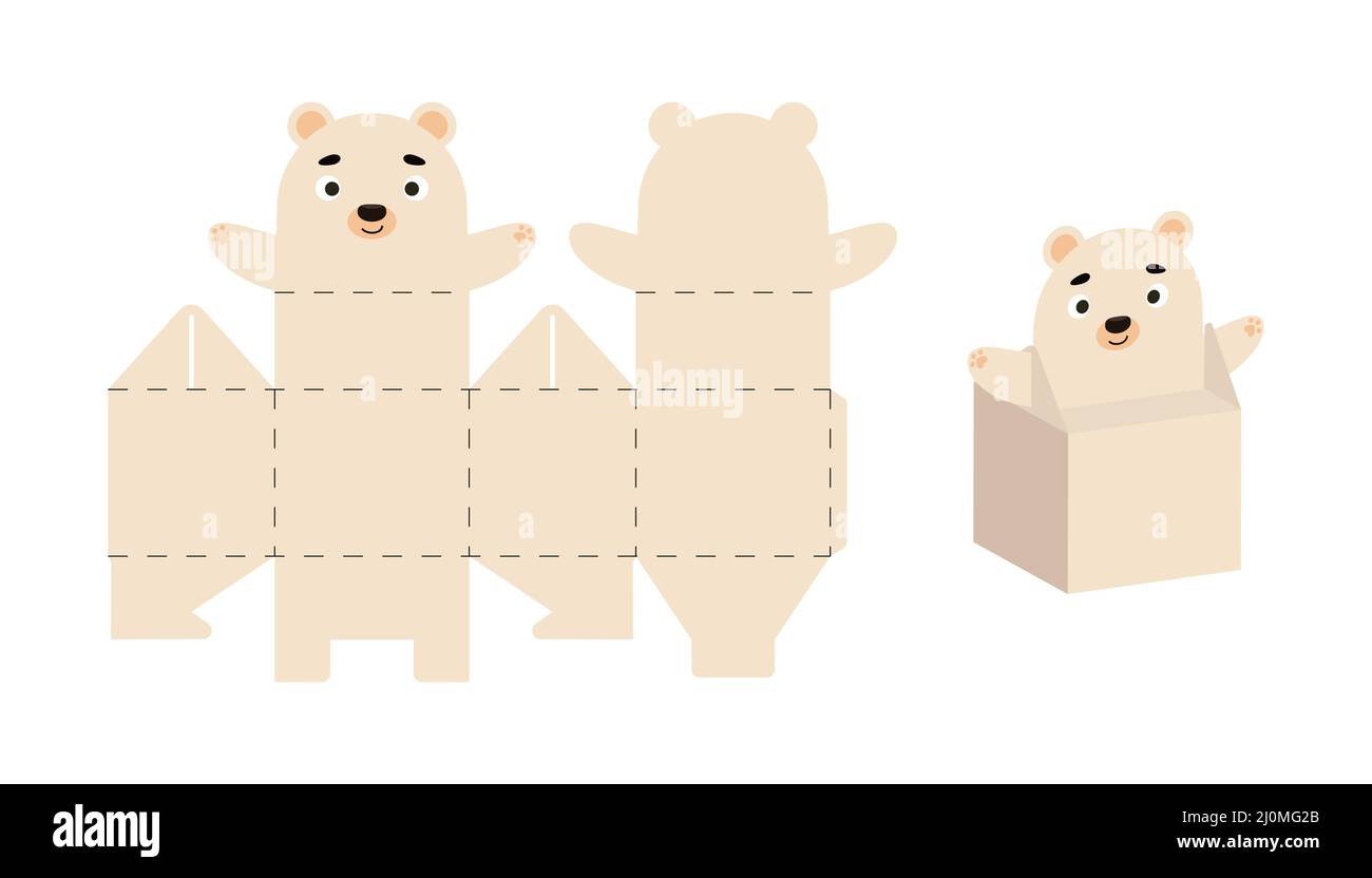 Cute party favor box polar bear design for sweets, candies, small ...