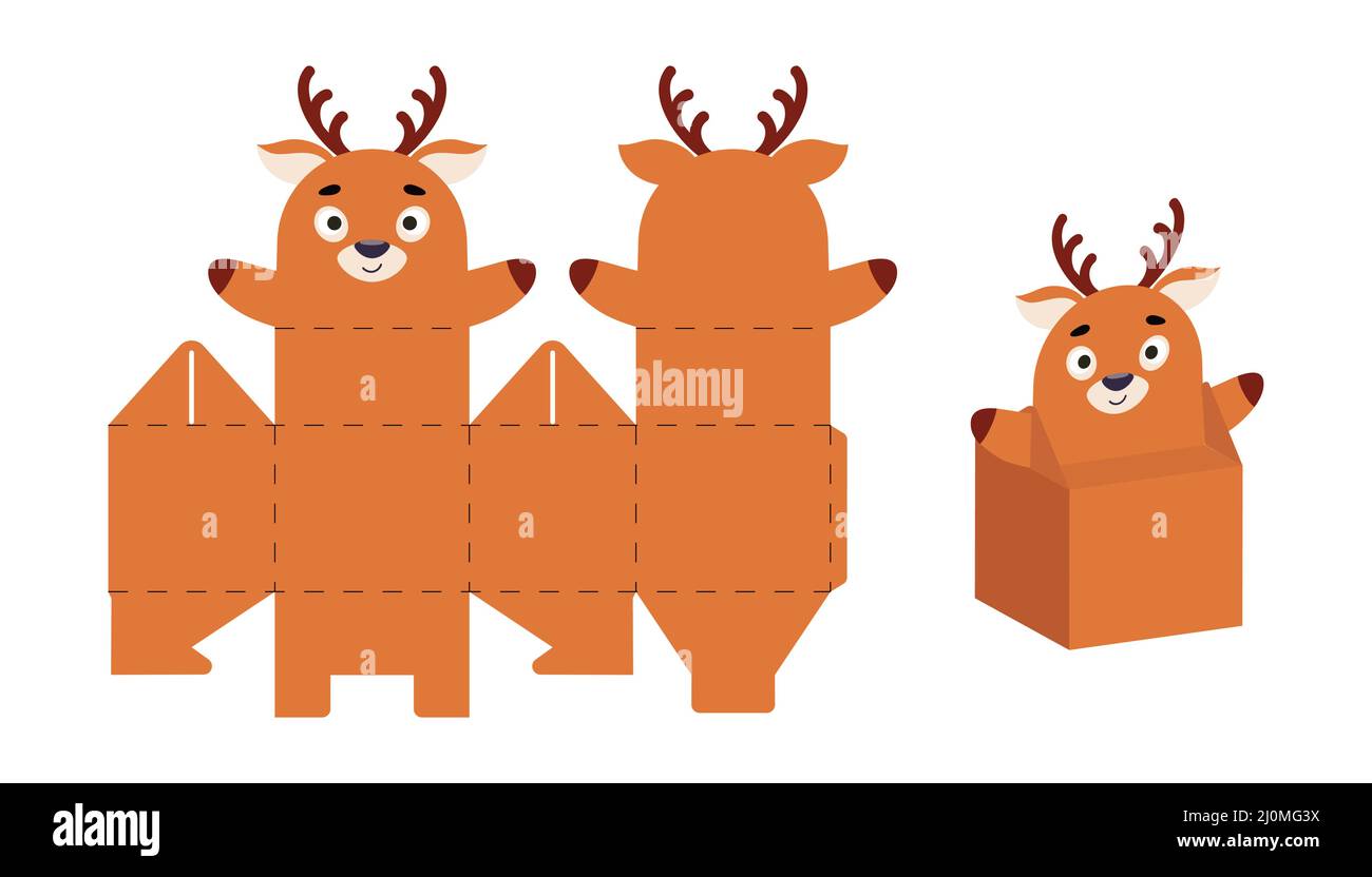Cute party favor box deer design for sweets, candies, small presents ...