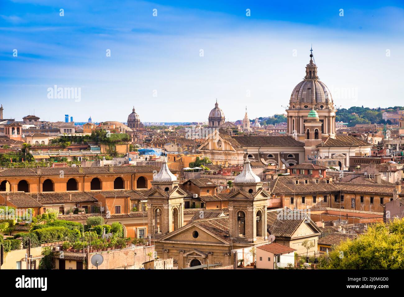 Rome cityscape with blue sky and clouds, Italy Stock Photo - Alamy