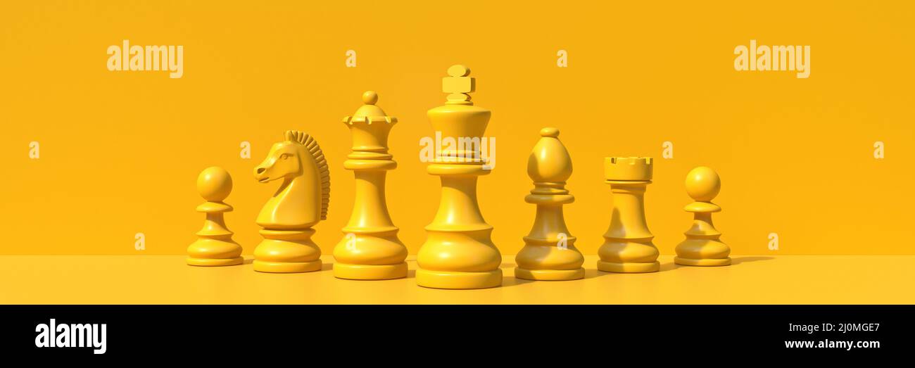 Yellow chess pieces 3D Stock Photo - Alamy