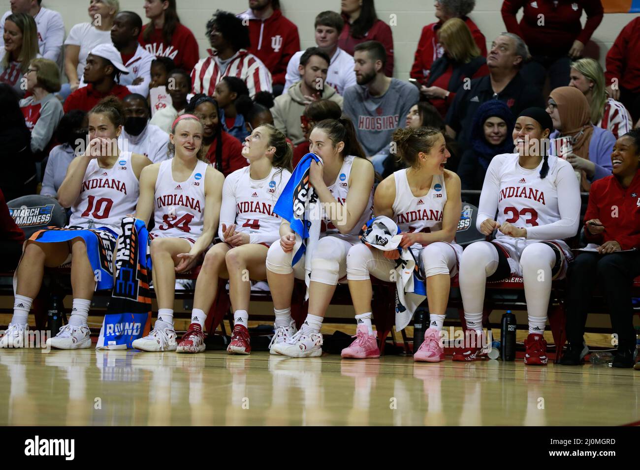 Members of the Indiana University team watch from the bench during the ...