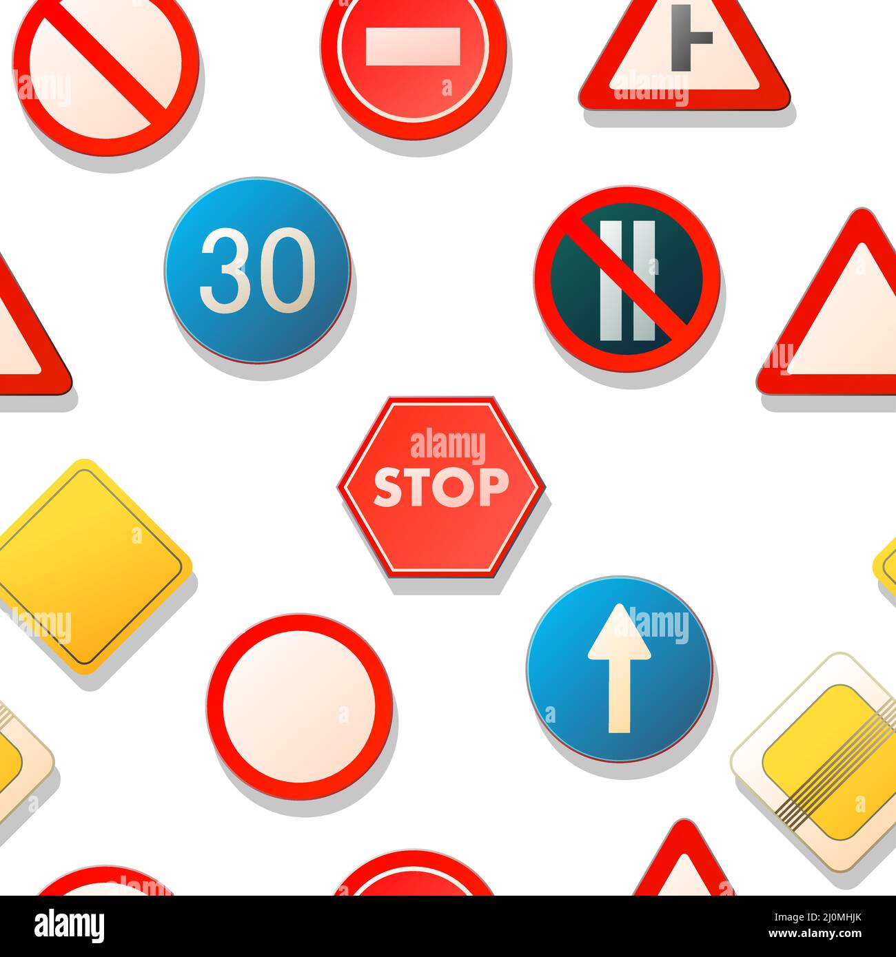 Road signs. Isolated on white background. Auto traffic seamless pattern ...