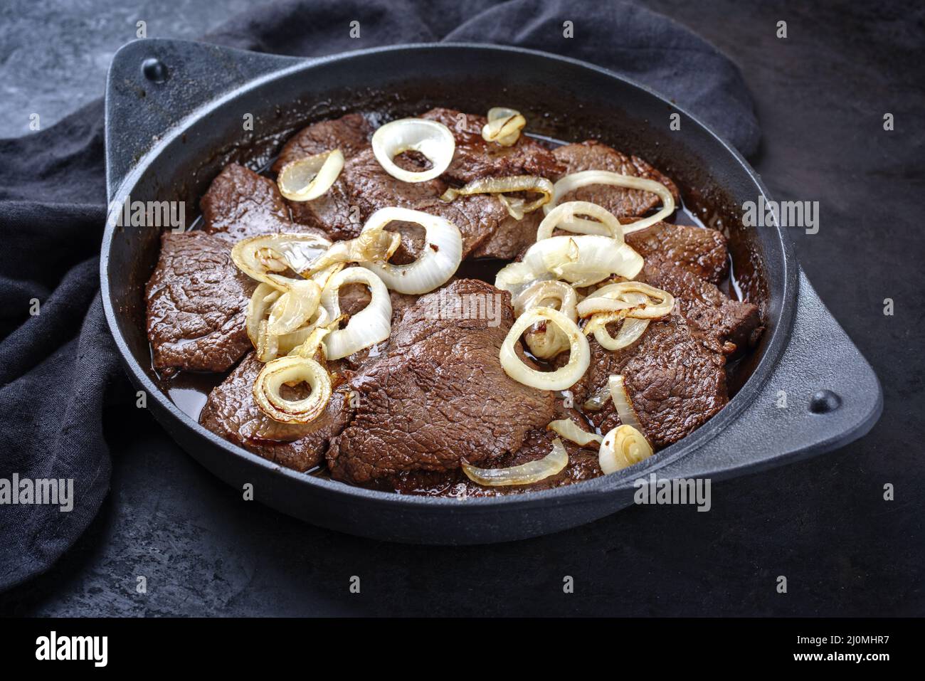 Traditional Filipino dry aged angus bistek tagalog steak with onion ...