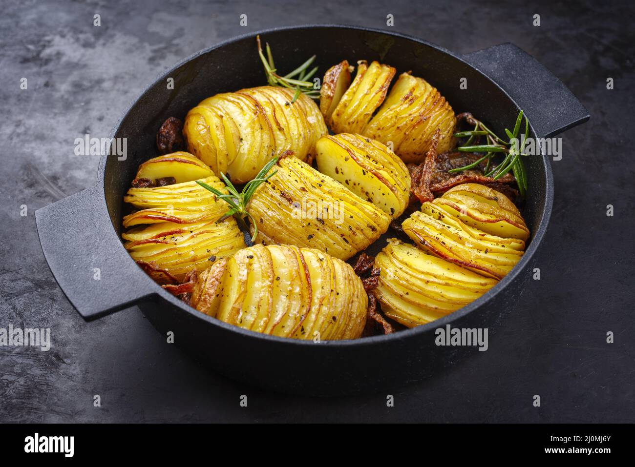 Modern style traditional potato chips with roasted onion rings and ...
