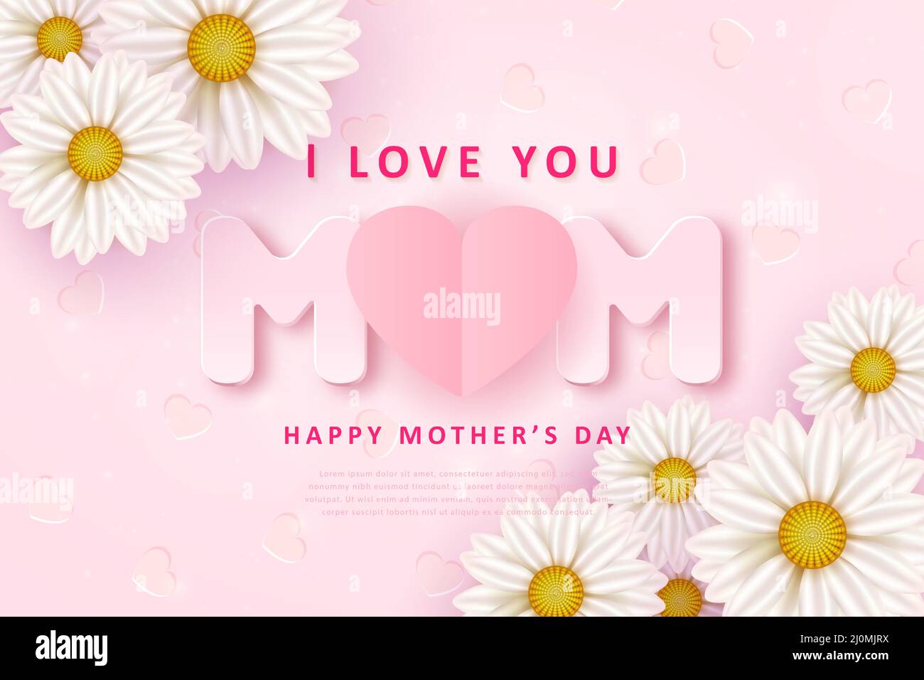 Happy mother's day daisy flower and relief love heart Stock Vector ...
