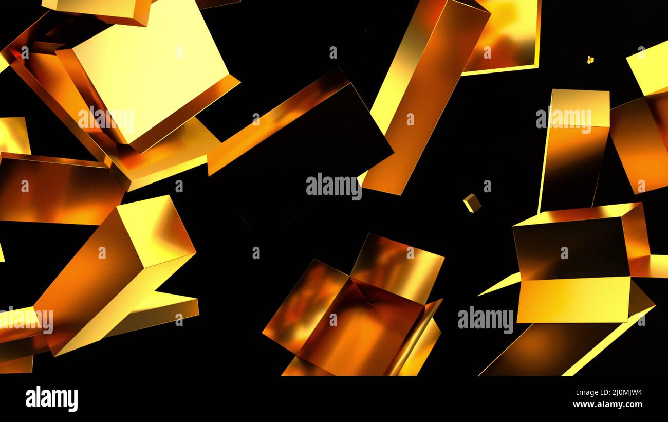 Falling golden boxes Stock Photo - Alamy