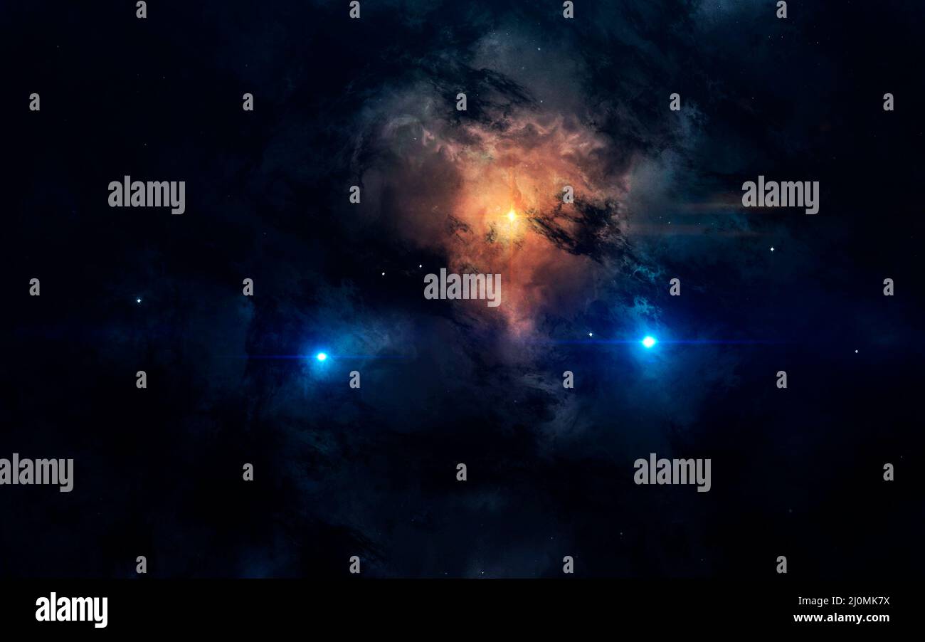 Science fiction space wallpaper, awesome nebula somewhere in dark deep ...
