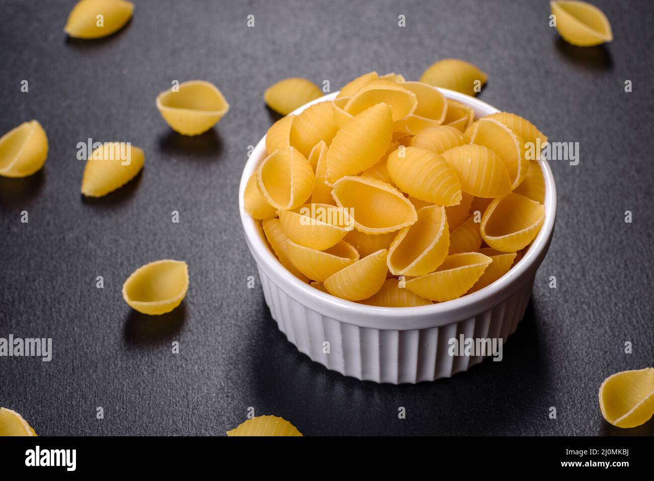Layout of Italian raw pasta, top view, different types and shapes of ...