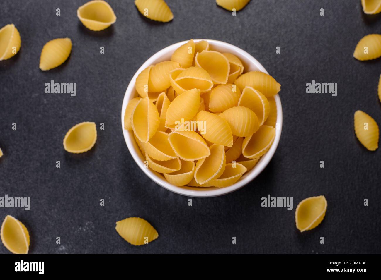 Layout of Italian raw pasta, top view, different types and shapes of ...
