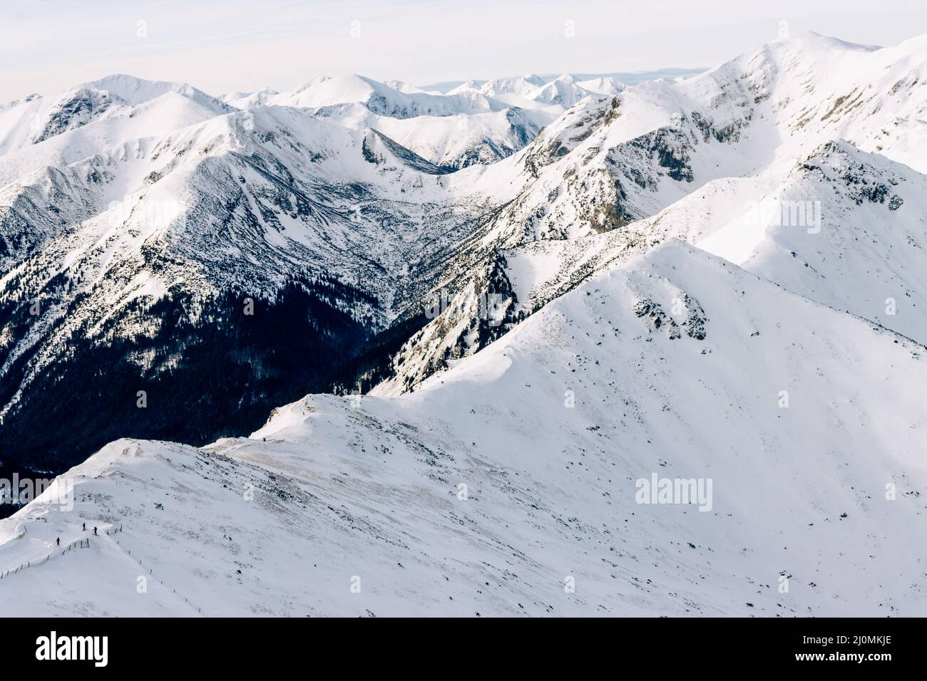 Tatra mountians at winter time. View of the white snow-capped peaks ...