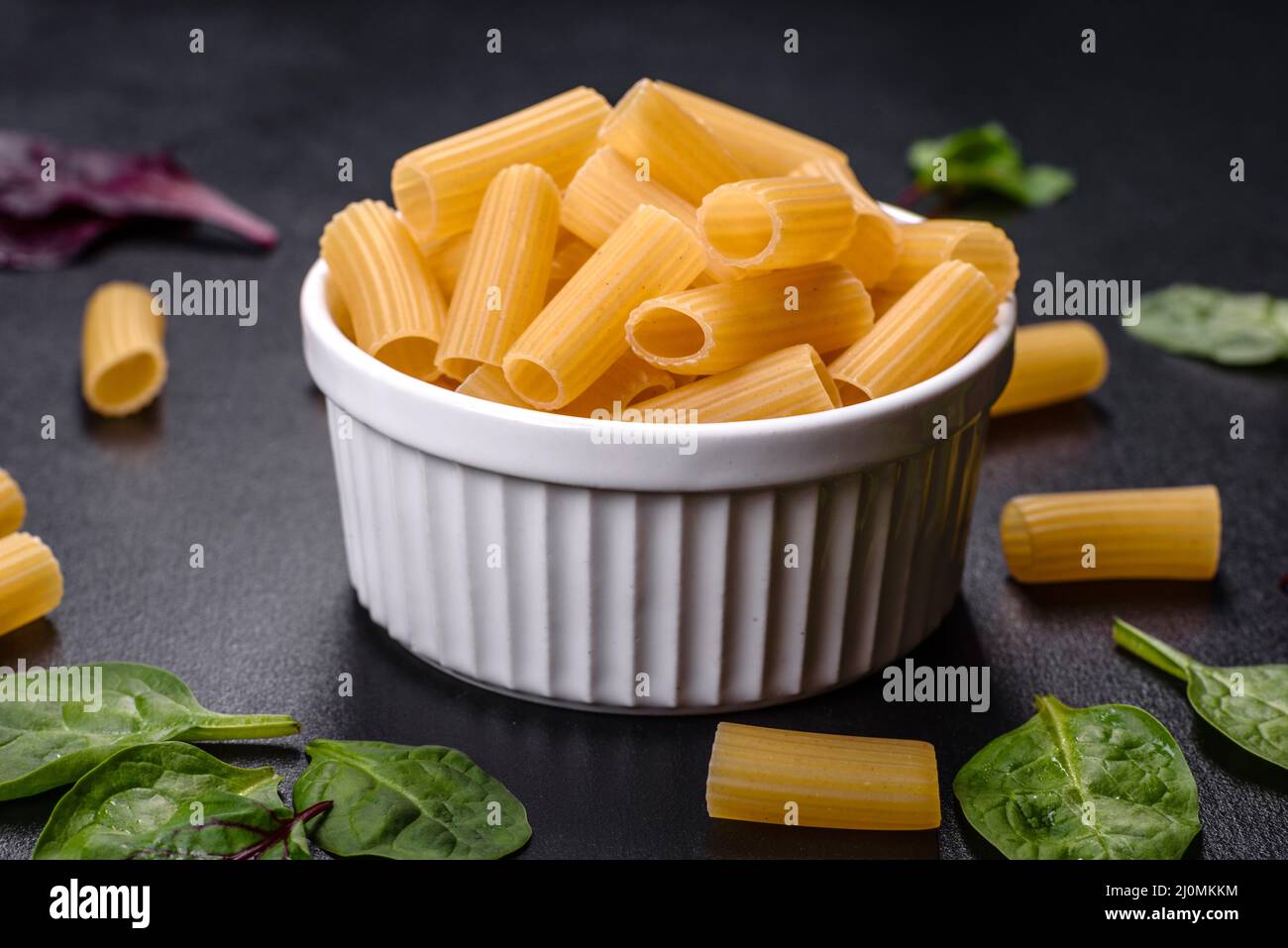 Layout of Italian raw pasta, top view, different types and shapes of ...