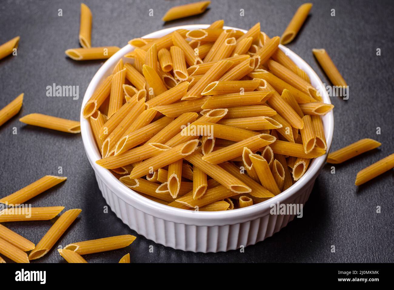Layout of Italian raw pasta, top view, different types and shapes of ...