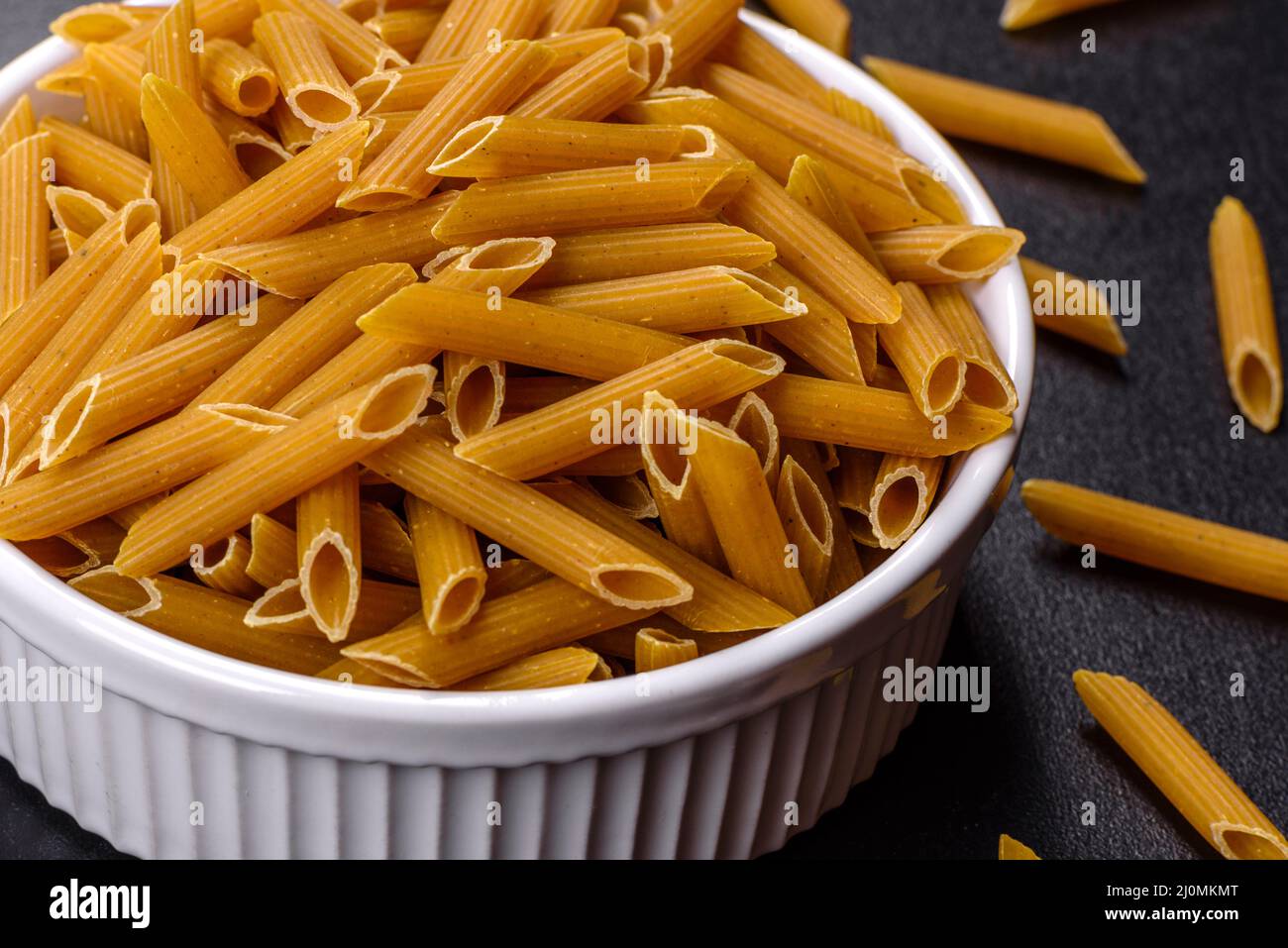 Layout of Italian raw pasta, top view, different types and shapes of ...