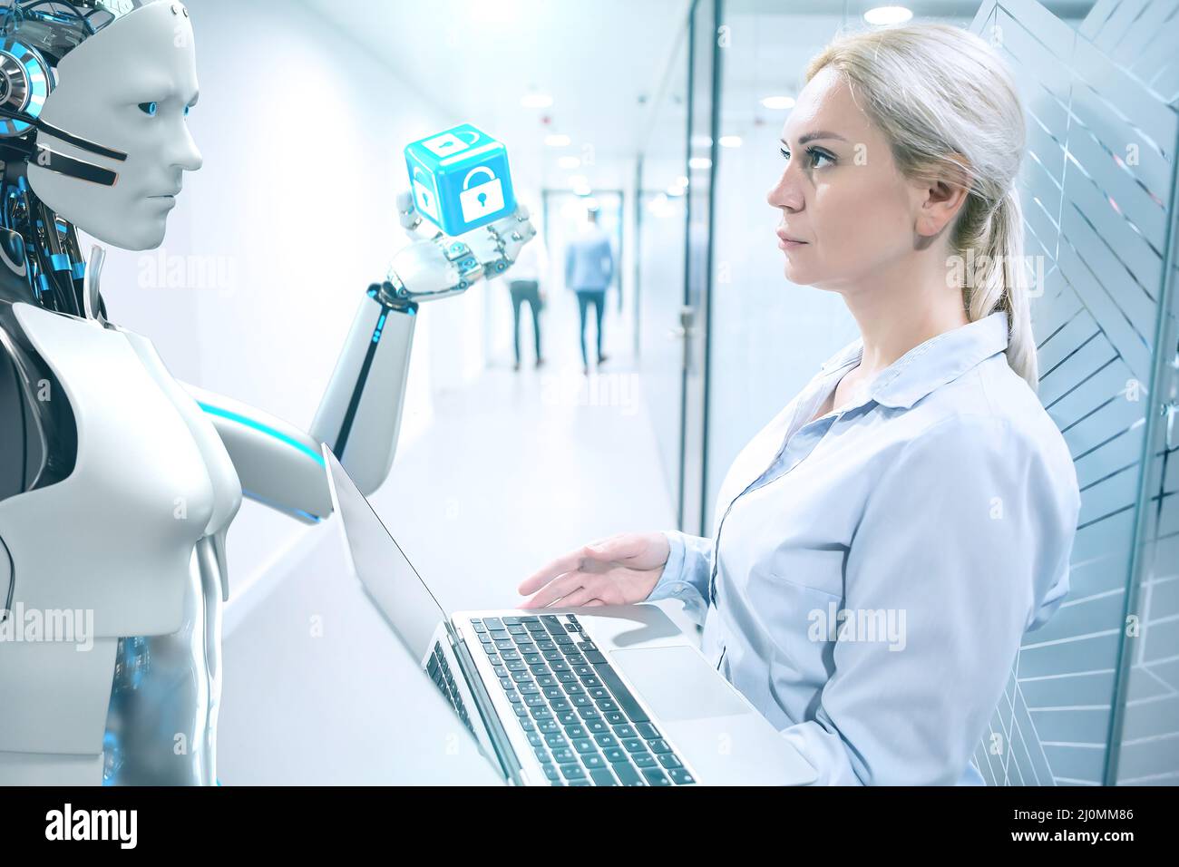 Businesswoman Humanoid Robot Security Stock Photo - Alamy