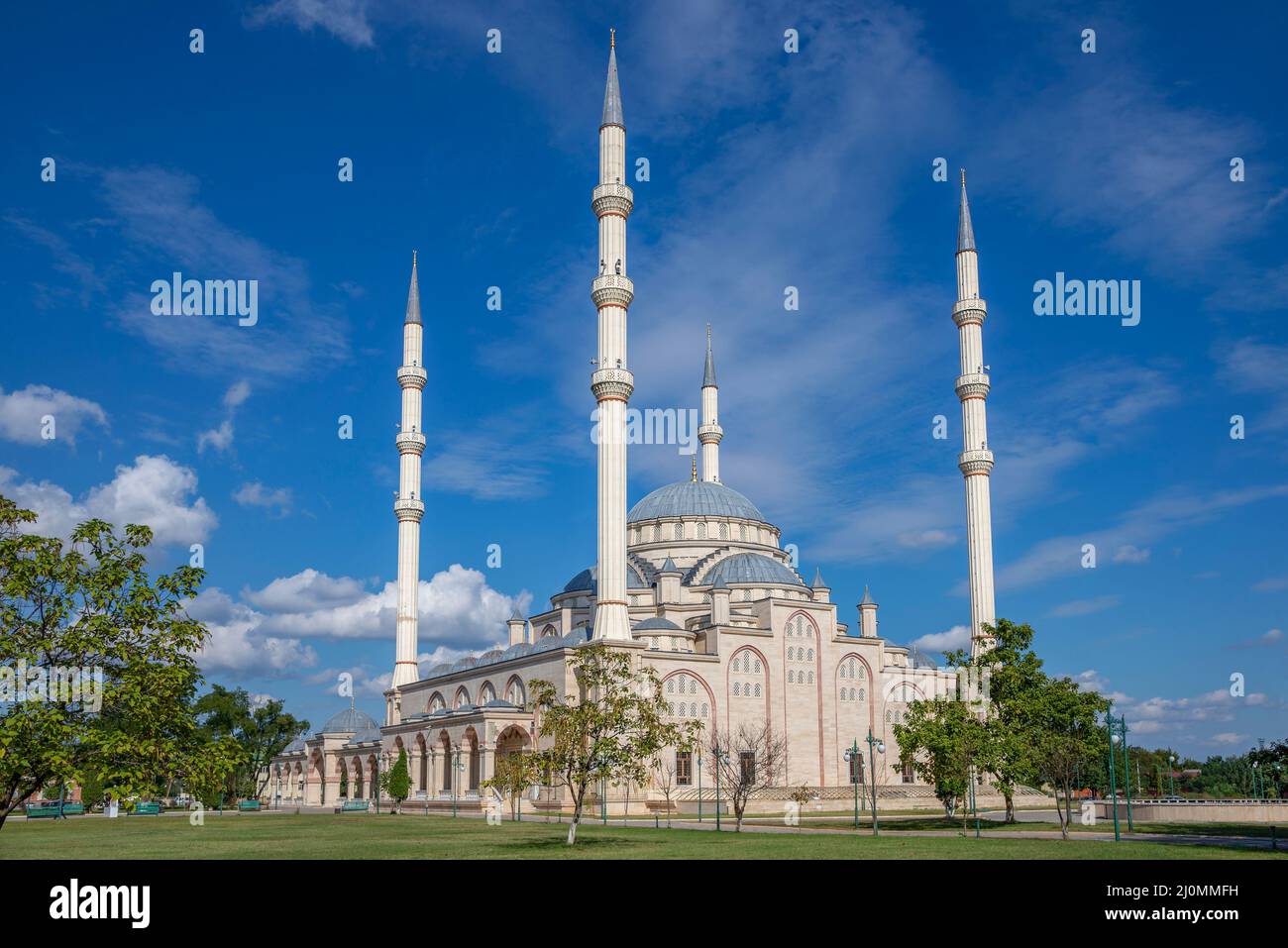 Tashu-Hajji Mosque close-up on a sunny September day. Chechen Republic ...