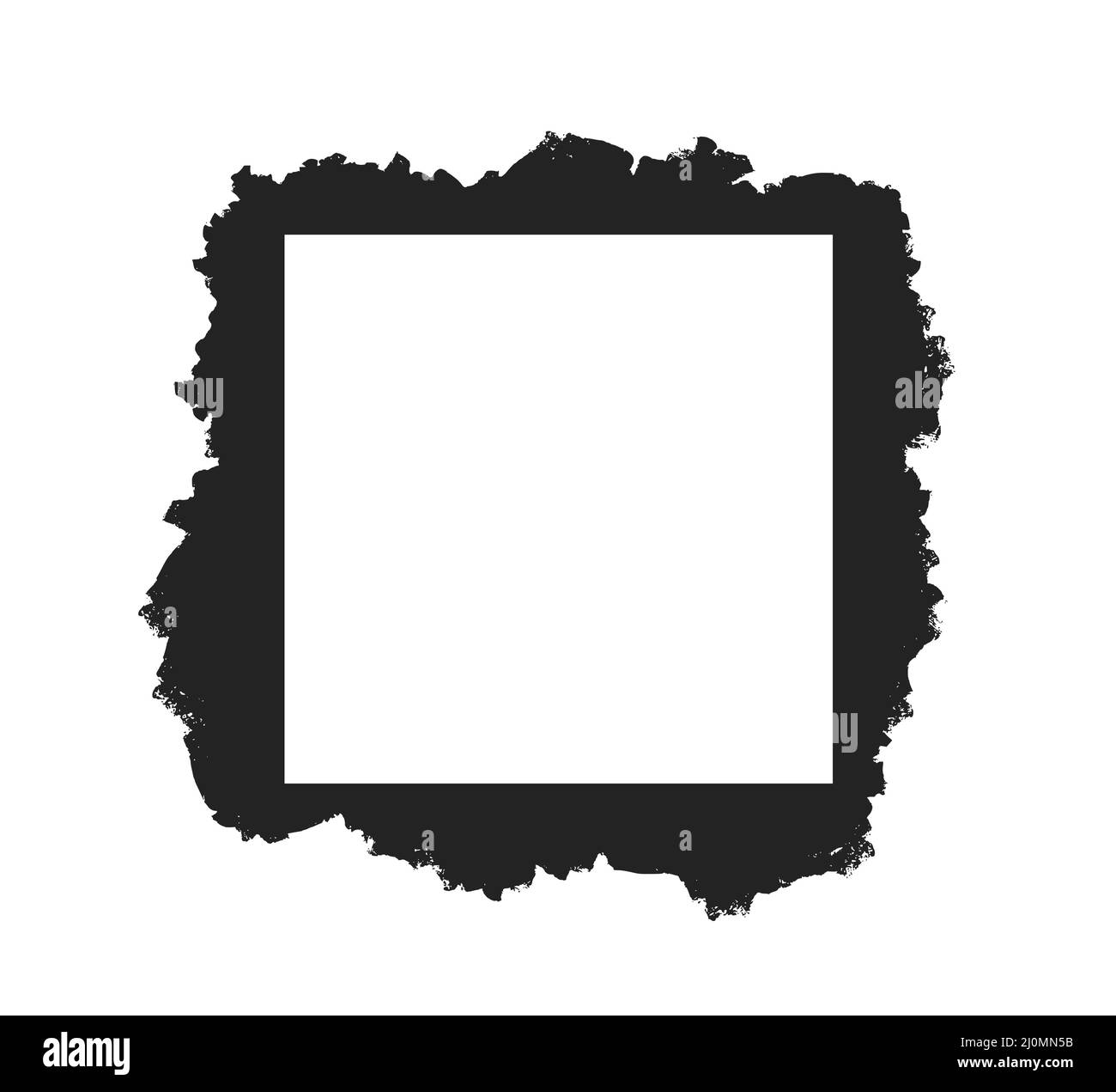 Grunge stencil square frame with brush painted frame. Template with brush stroke. Rectangular ...