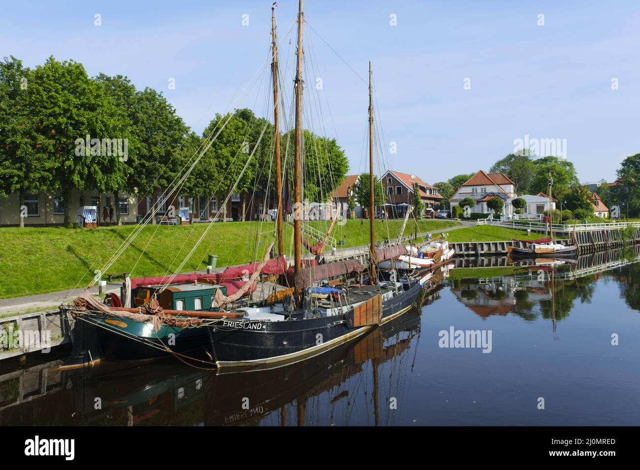 Historic ship at the museum harbor of Carolinensiel, East Frisia Stock ...
