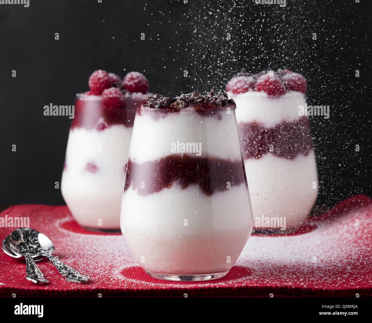 Front view arrangement delicious christmas desserts Stock Photo - Alamy