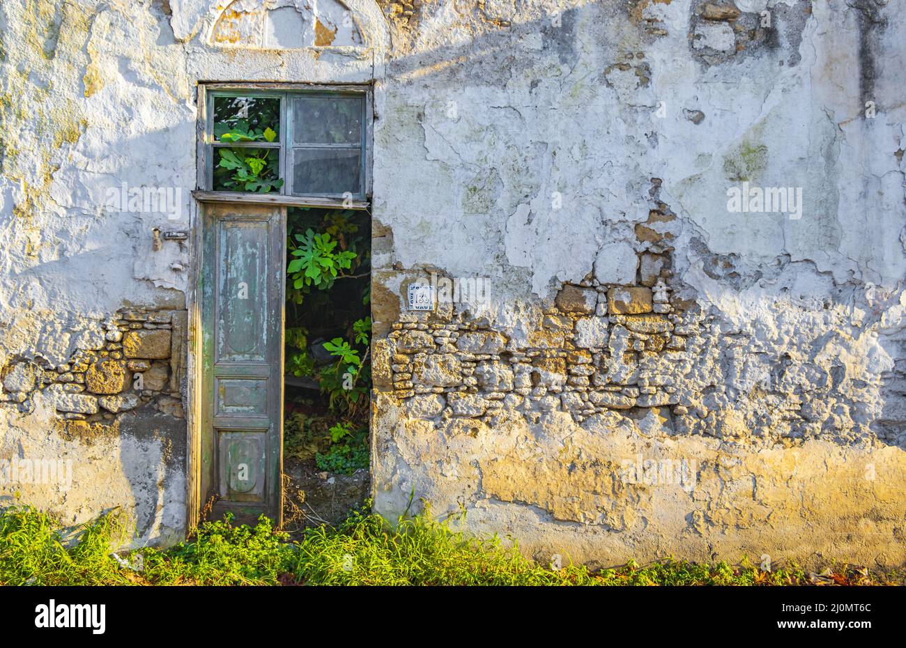 Old abandoned broken dirty houses buildings texture Rhodes Greece Stock ...