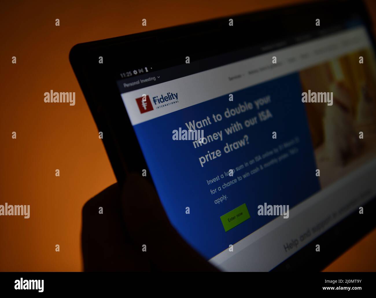 The UK Website of Fidelity Invesments on a tablet Stock Photo - Alamy