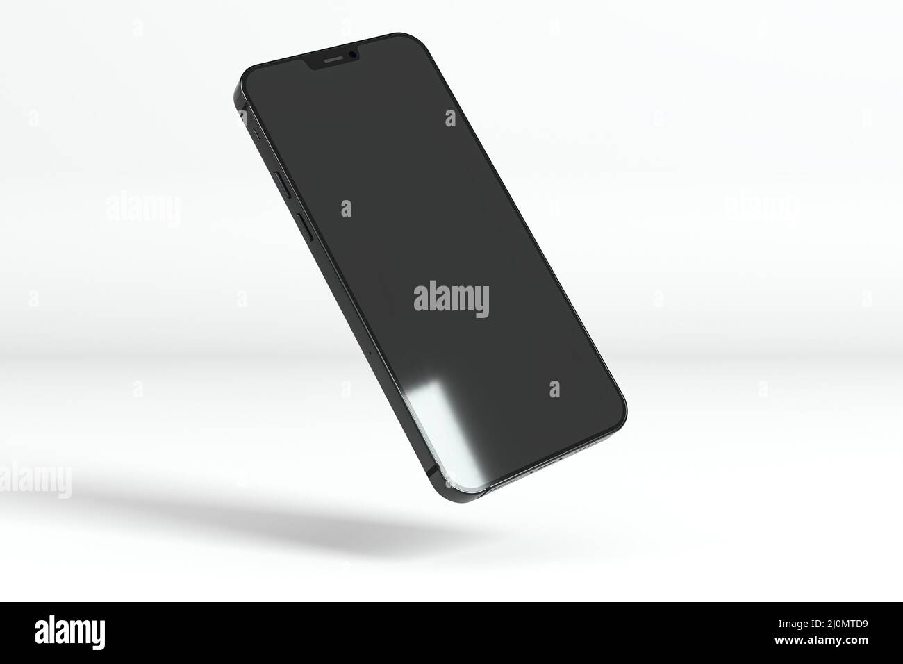 Floating smartphone white background Stock Photo - Alamy