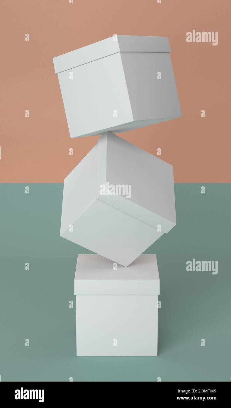 Abstract pile white cardboard boxes Stock Photo - Alamy