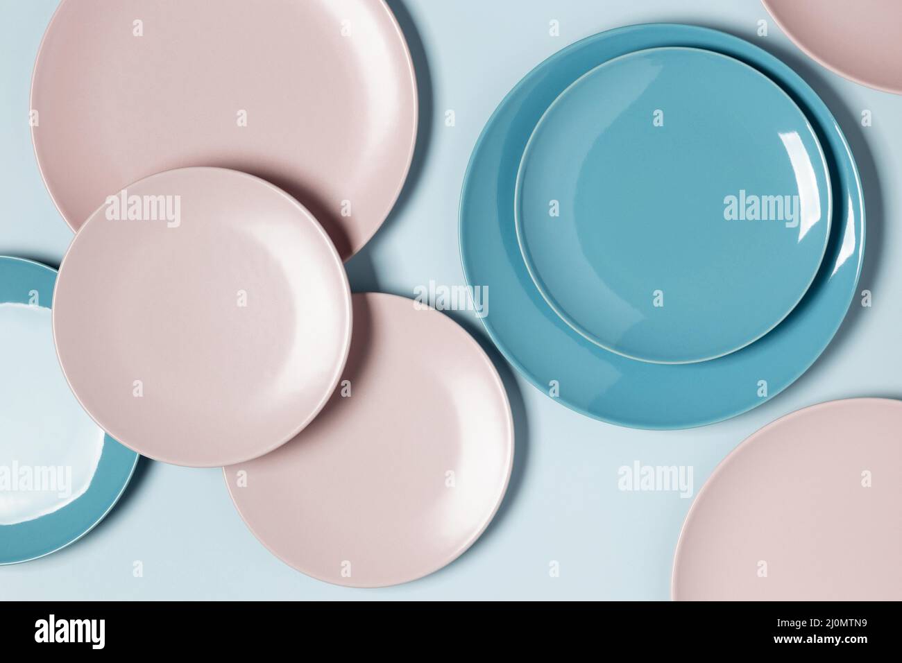 Flat lay composition different colored plates Stock Photo - Alamy
