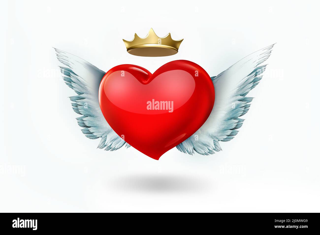 Flying 3D Red Heart Stock Photo - Alamy