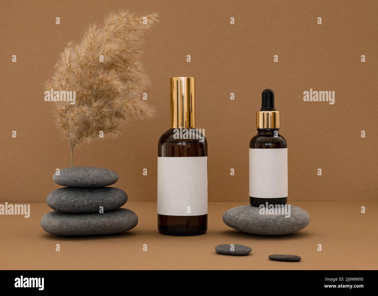Beauty products recipients assortment grey stones Stock Photo - Alamy